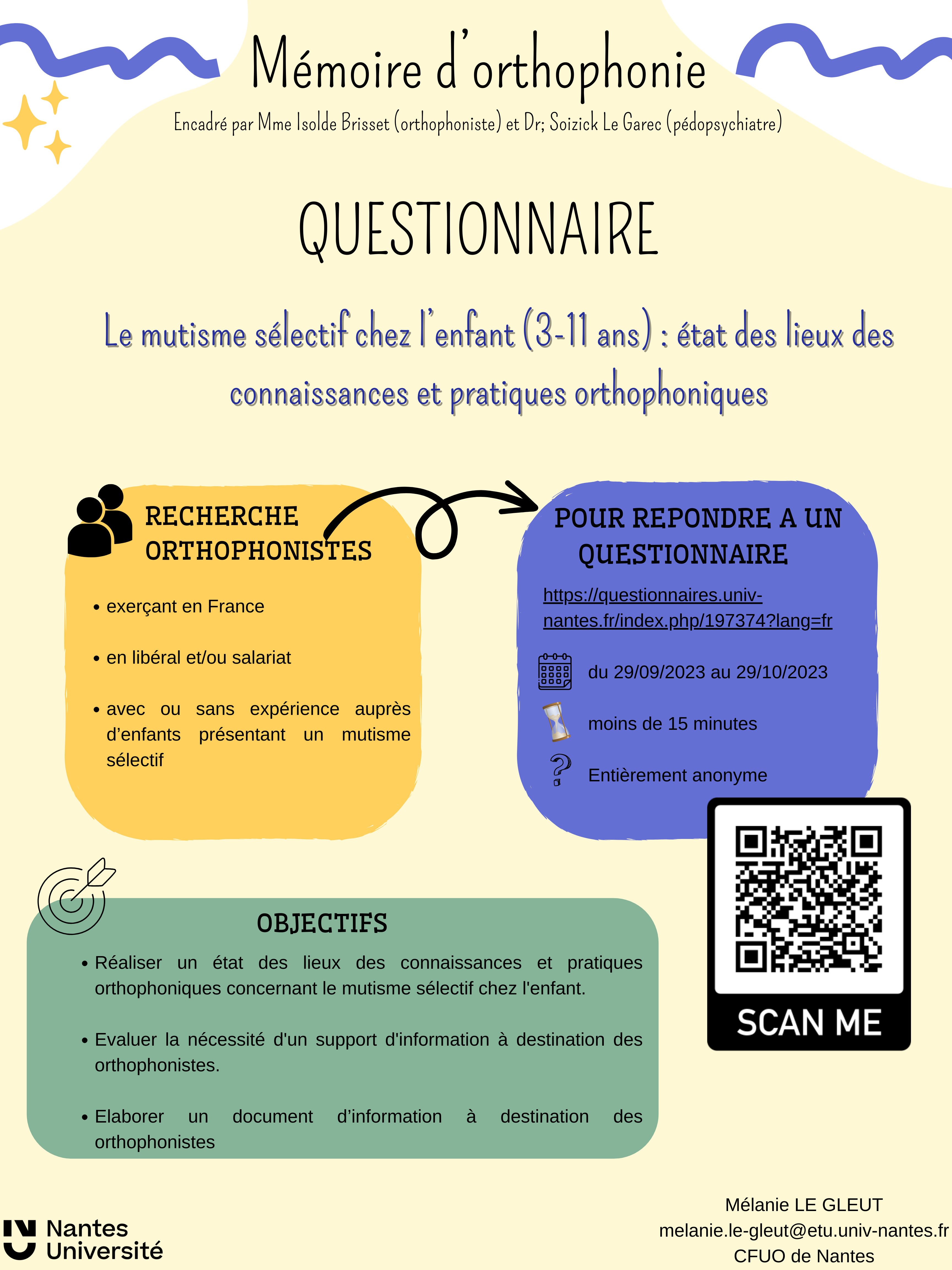 QUESTIONNAIRE A DESTINATION DES ORTHOPHONISTES EXERCANT EN FRANCE – LE ...
