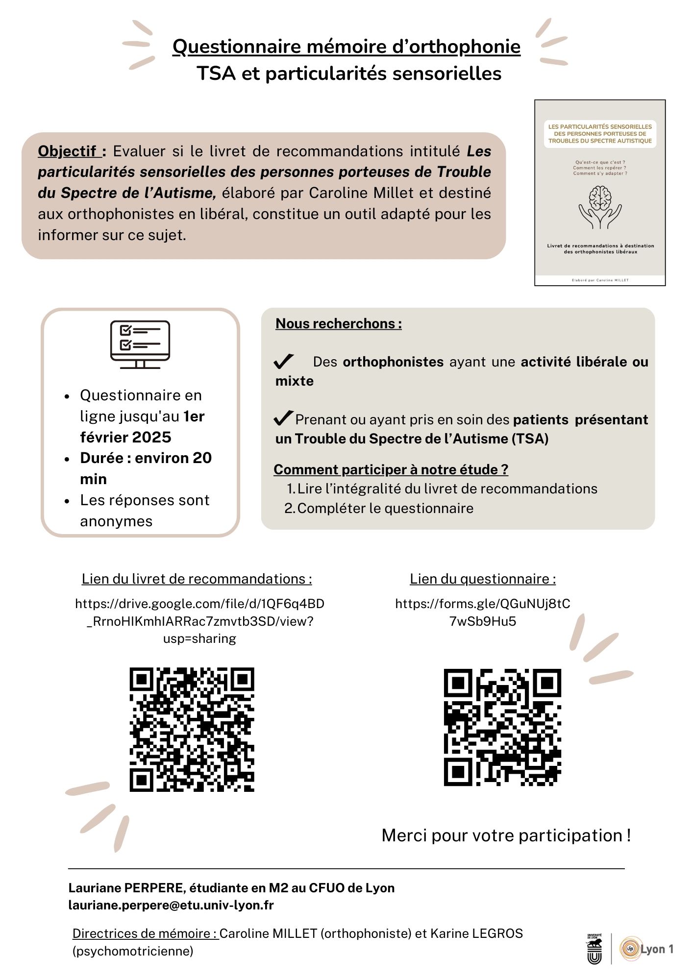 Questionnaire TSA et particularités sensorielles | SROBFC